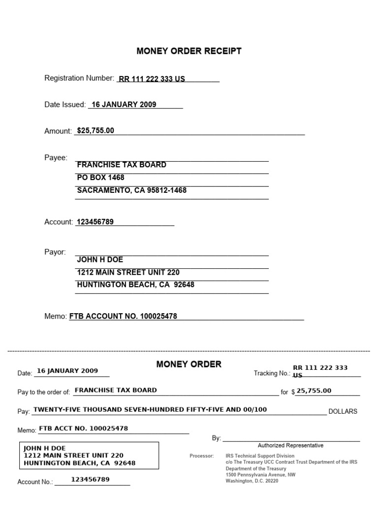 Money Order Receipt Template | PDF | Business Law | Government Finances