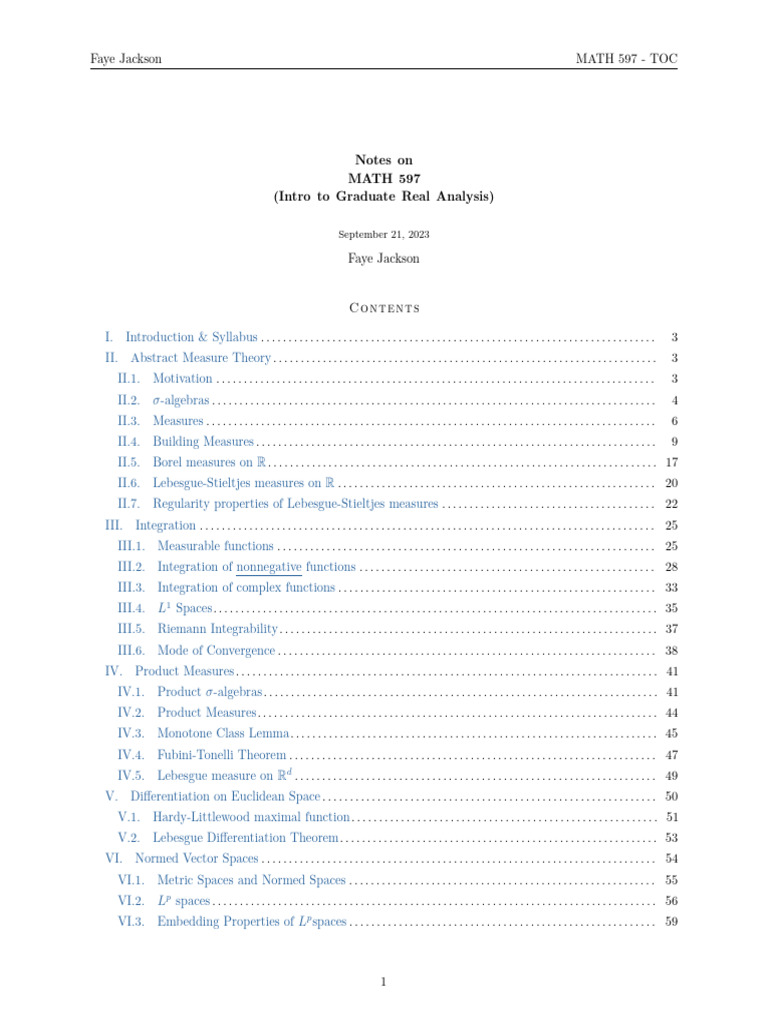 MATH 597 Notes | PDF