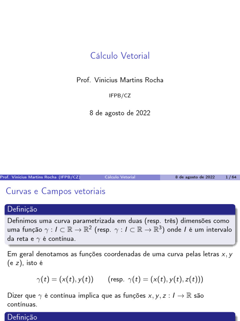 Slides - Cálc. Vetorial | PDF