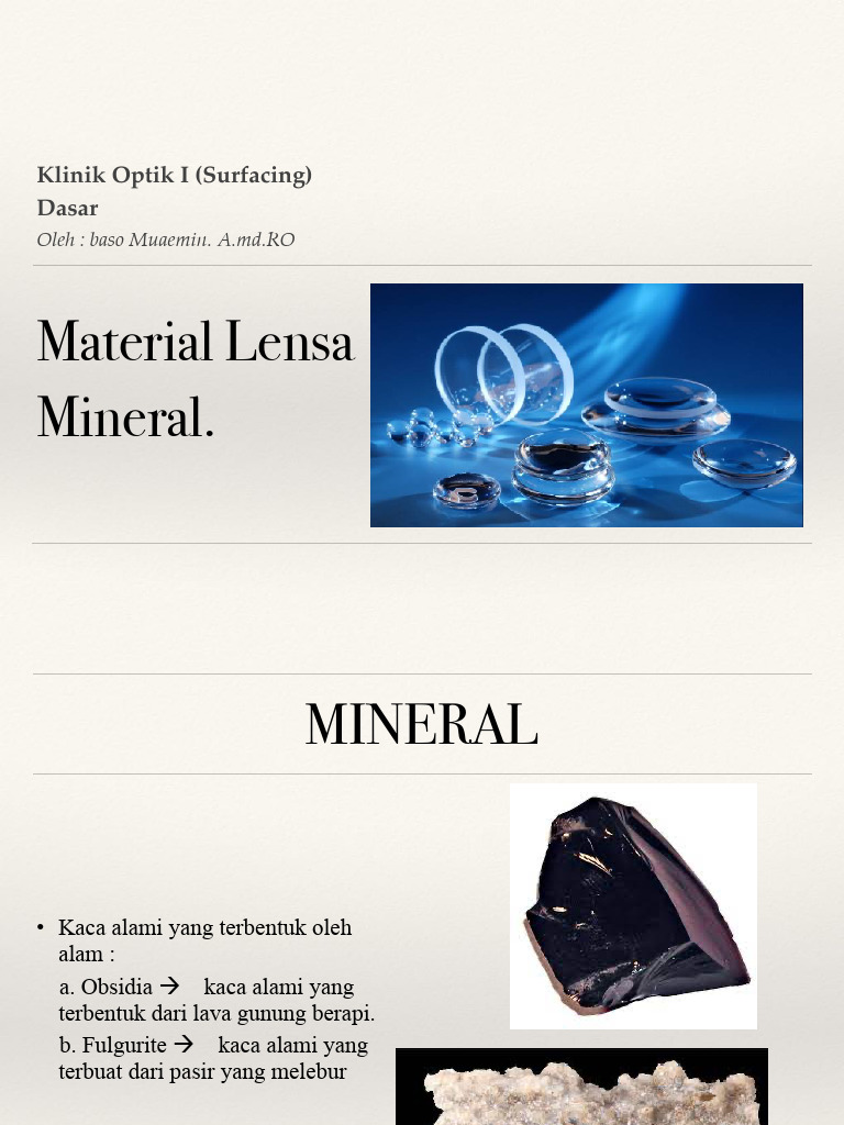 Klinik Optik 1. P.5. Material Lensa Mineral | PDF