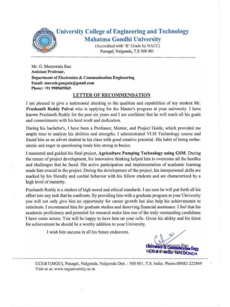 Prashanth_LOR(Mareswara rao Sir) | PDF