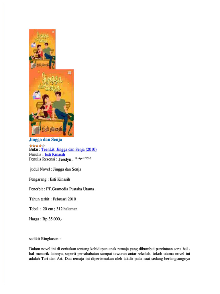 Teenlit Jingga Dan Senja 2010 Esti Kinasih | PDF