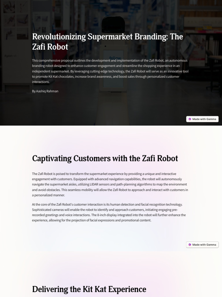 Revolutionizing Supermarket Branding The Zafi Robot | PDF
