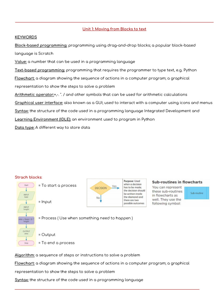 Keywords Block-Based Programming:: Unit 1: Moving From Blocks To Text | PDF