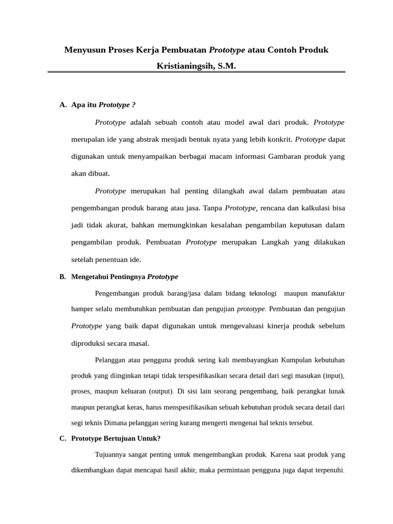 Menyusun Proses Kerja Pembuatan Prototype Atau Contoh Produk | PDF