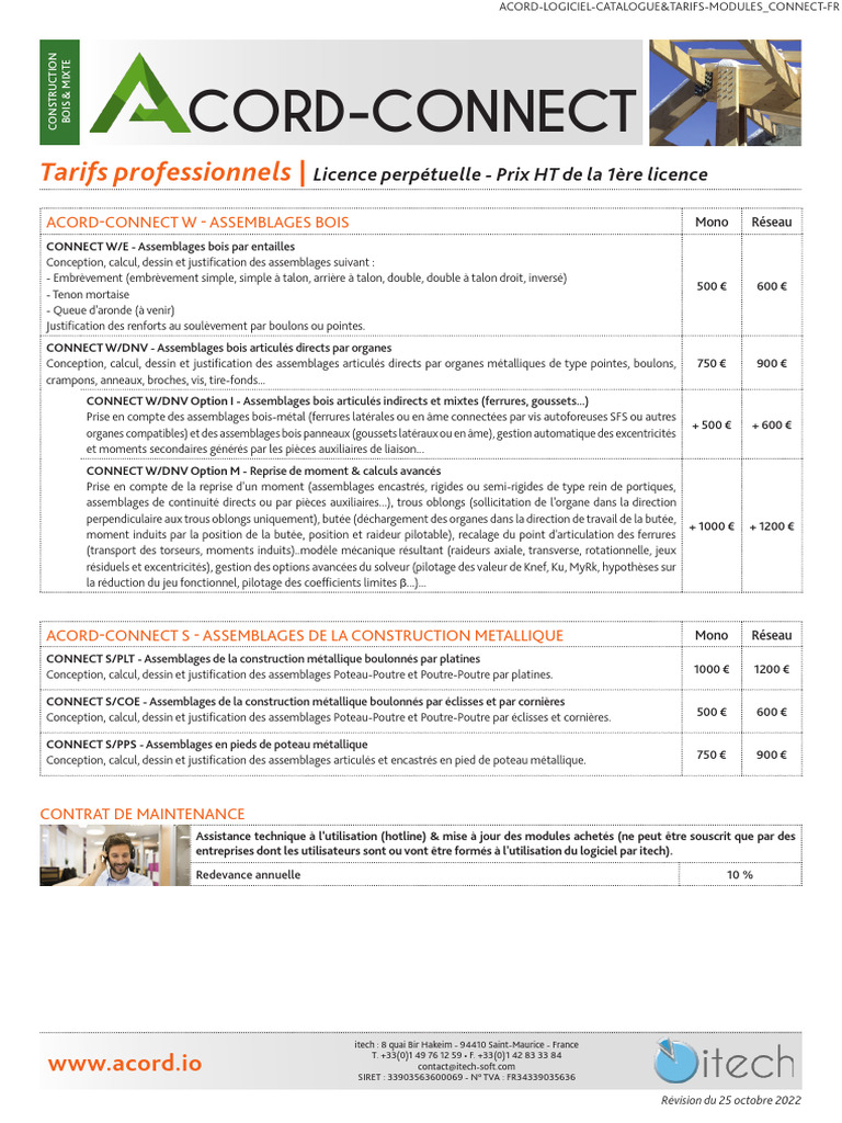 Catalogue Tarifs Modules Acord Connect | PDF