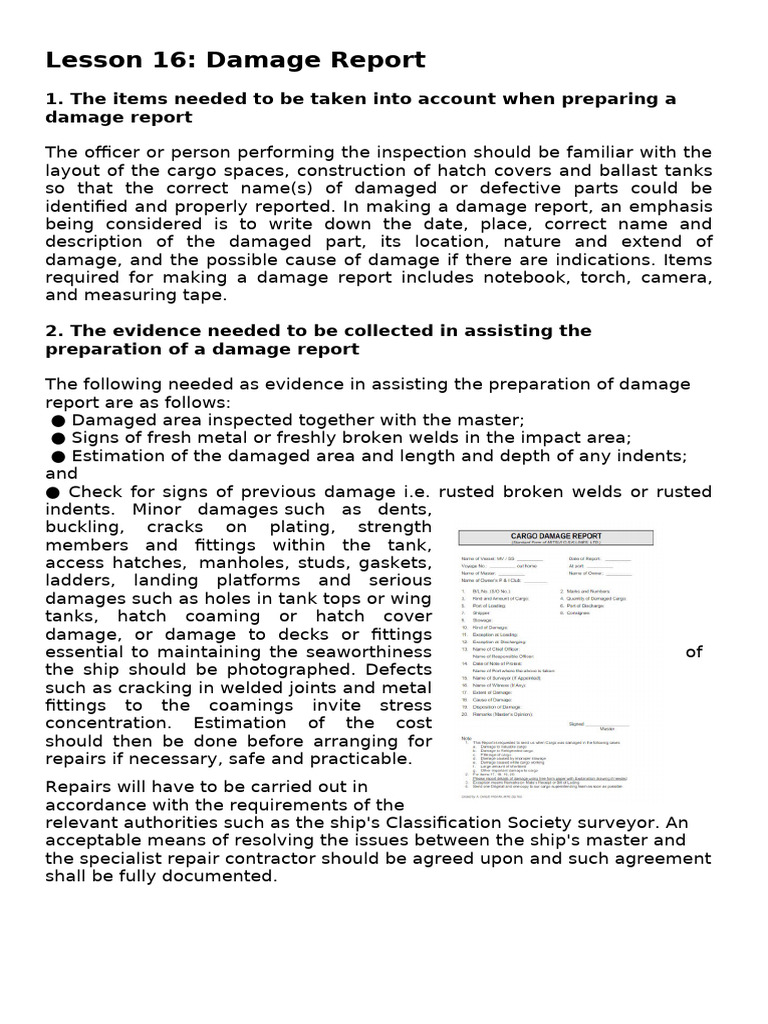 Lesson 16 Damage Report | PDF