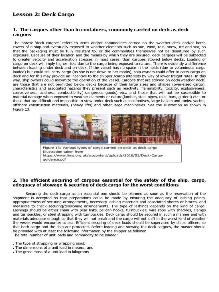 Seam 3 Lesson 2 Deck Cargo | PDF