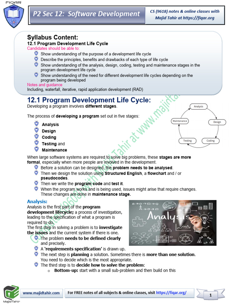 12 1 Programming Development Life Cycle Mt L Pdf