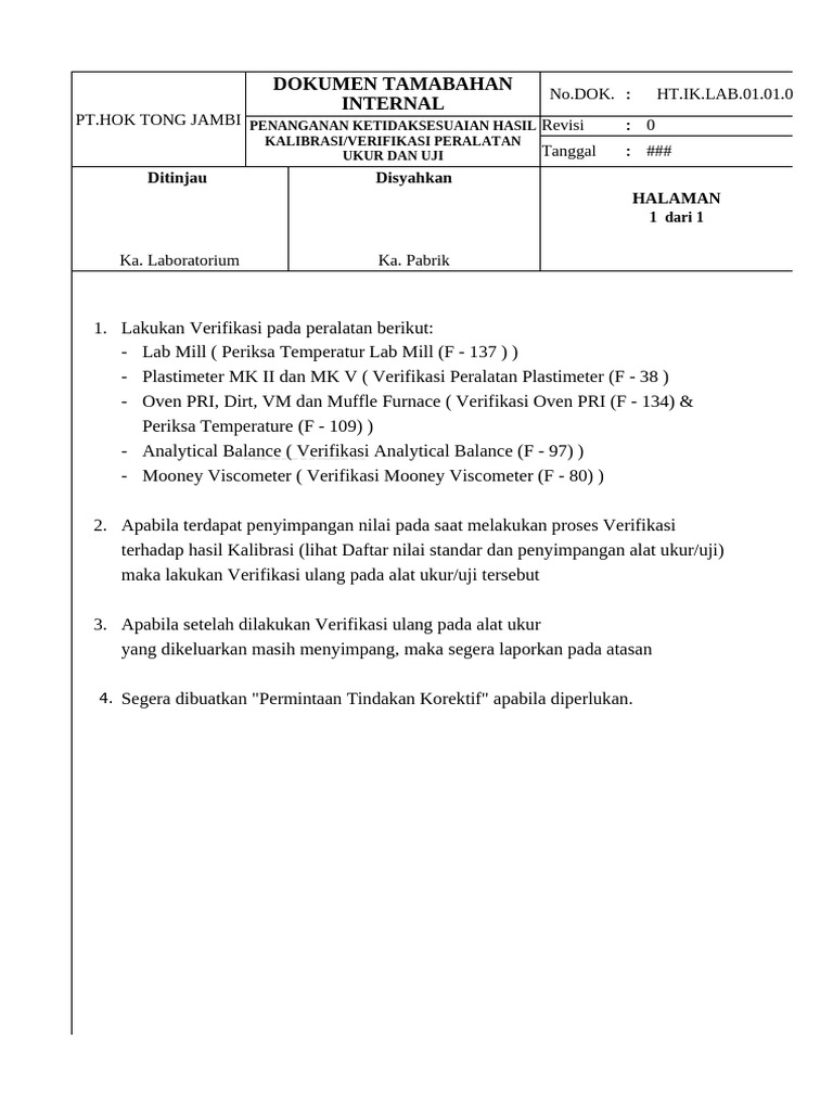 Cara Penanganan Ketidak Sesuaian Alat Ukur | PDF