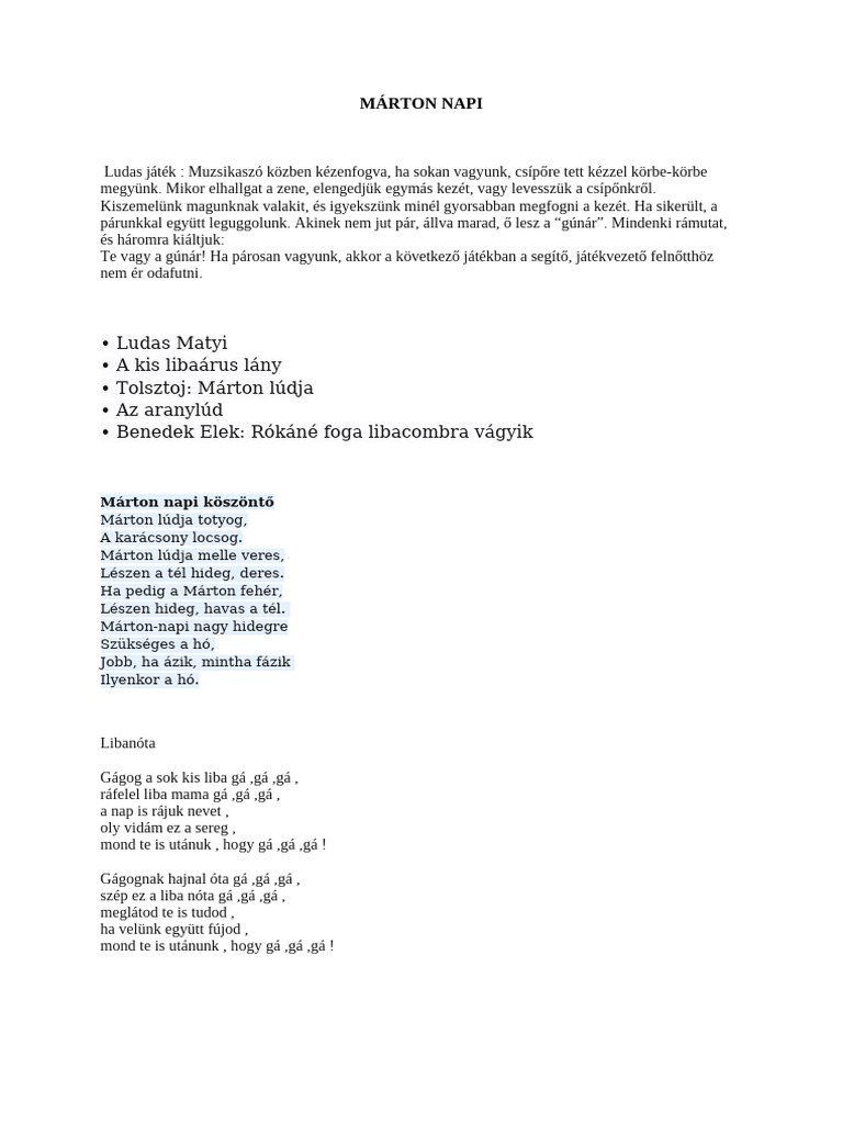 Márton Napi Gyűjtemény | PDF