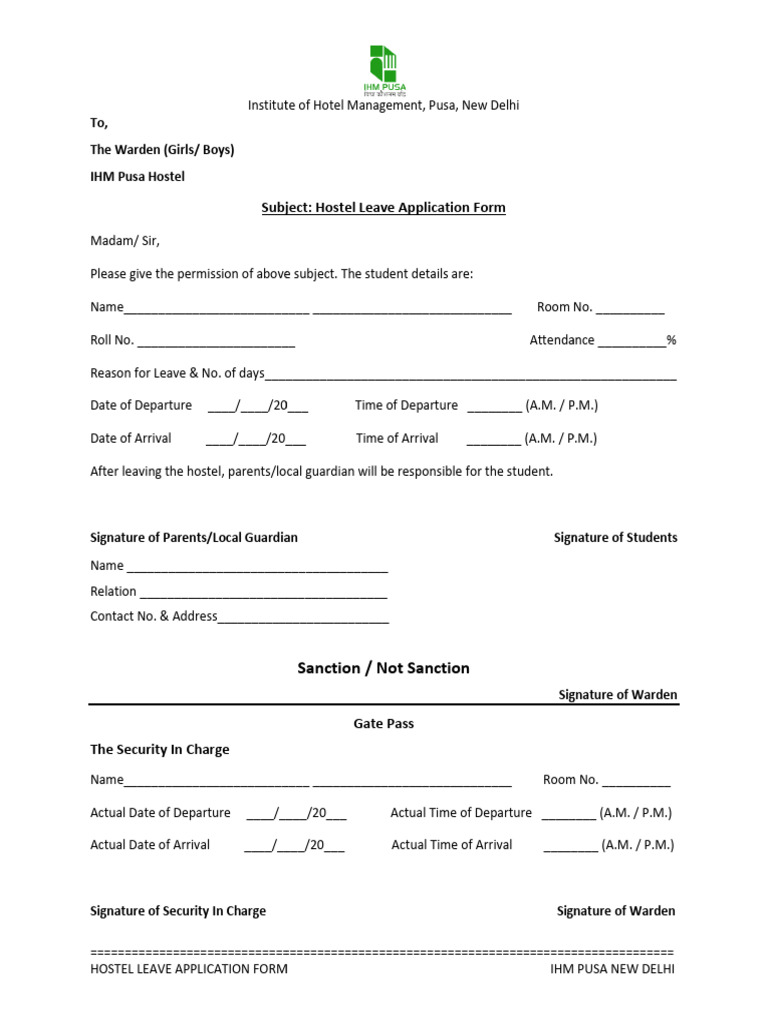 Out Pass Format-1 | PDF