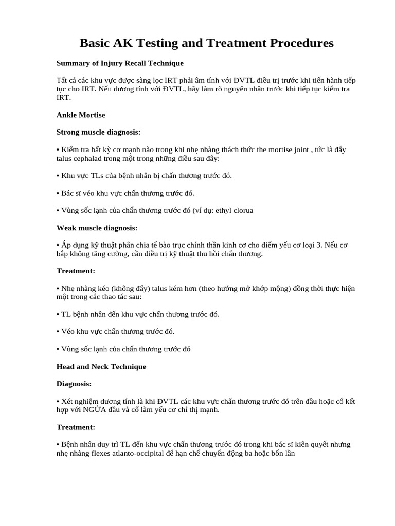 Basic AK Testing and Treatment Procedures | PDF