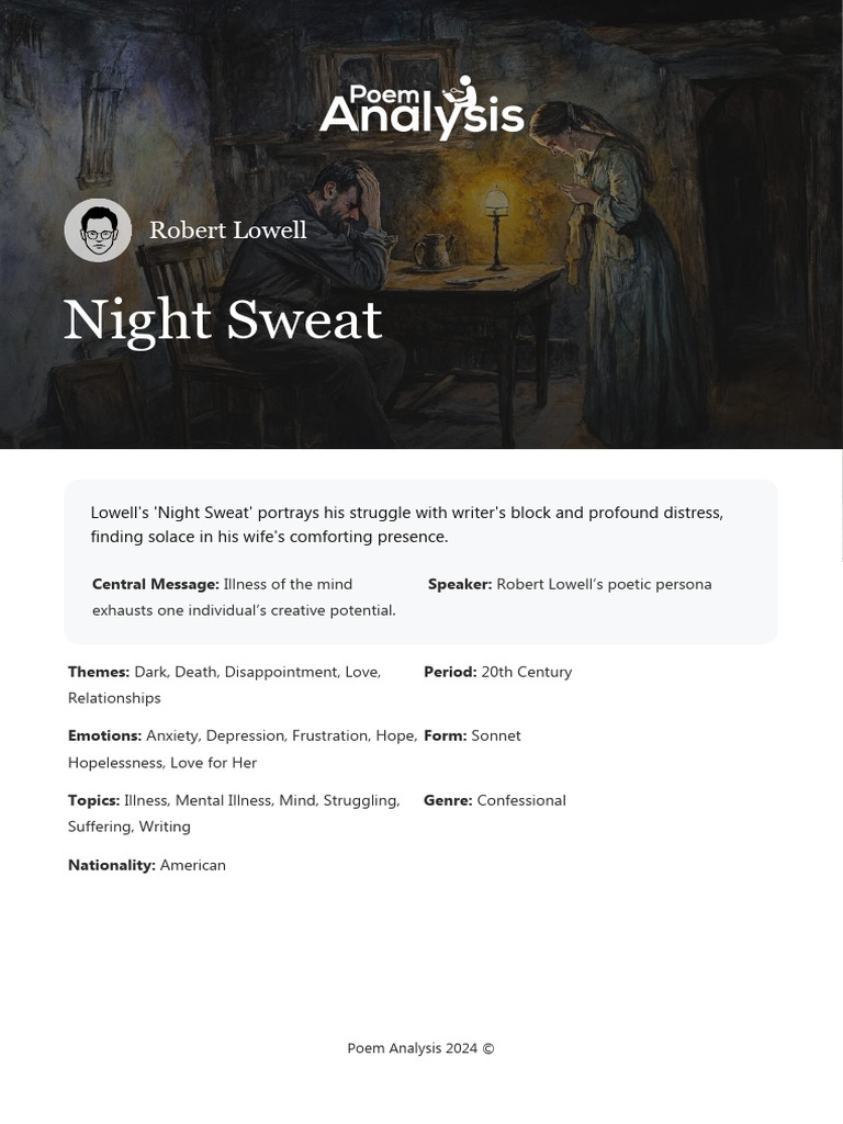 Night Sweat by Robert Lowell Poetry+ Guide | PDF