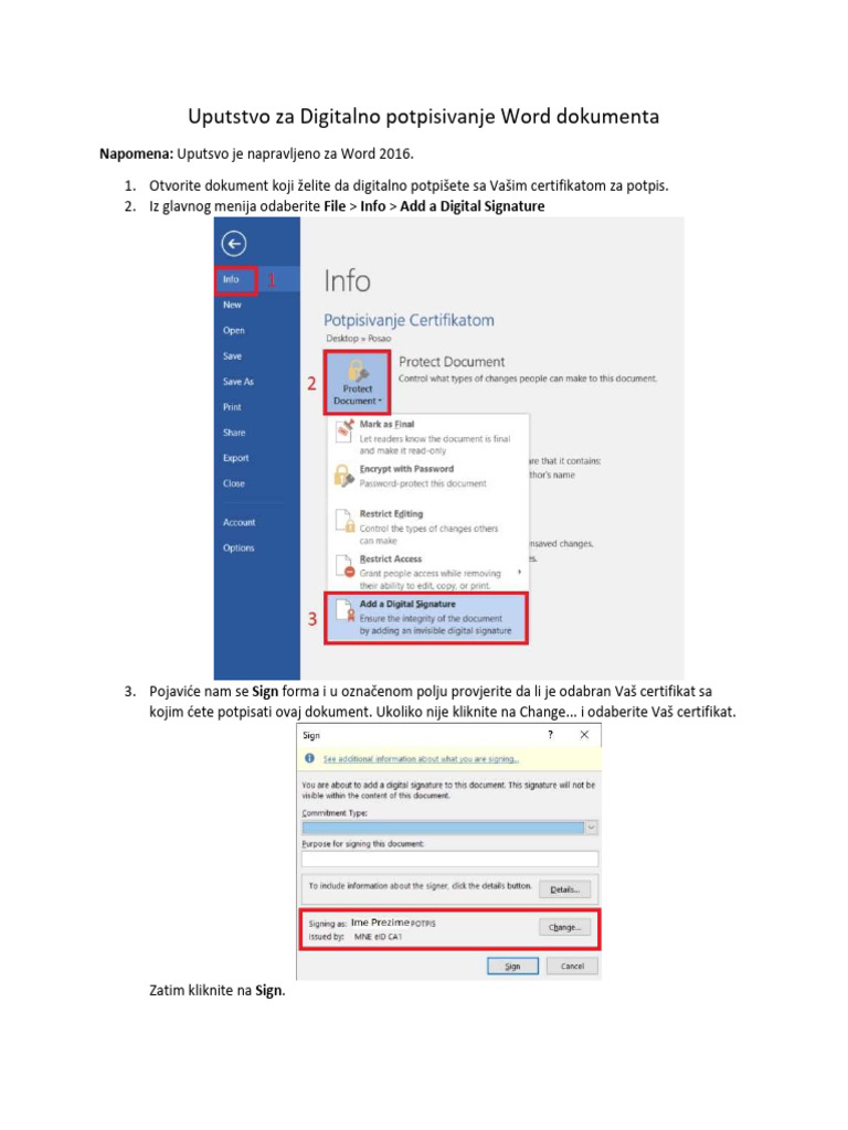 uputstvo-za-digitalno-potpisivanje-word-dokumenta-1 | PDF