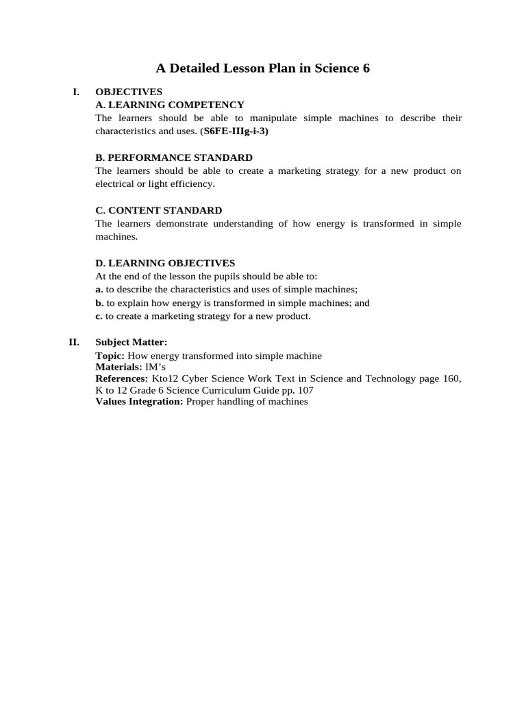 A Detailed Lesson Plan in Science 6 | PDF