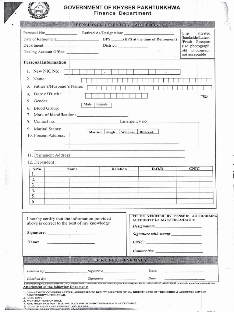 202303101678431860-Pensioner's Identity Card Form | PDF | Identity ...