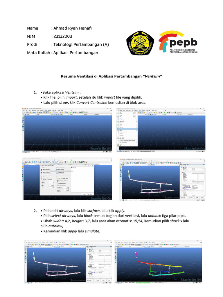 Ahmad Ryan Hanafi (Resume Aplikasi Ventsim) | PDF
