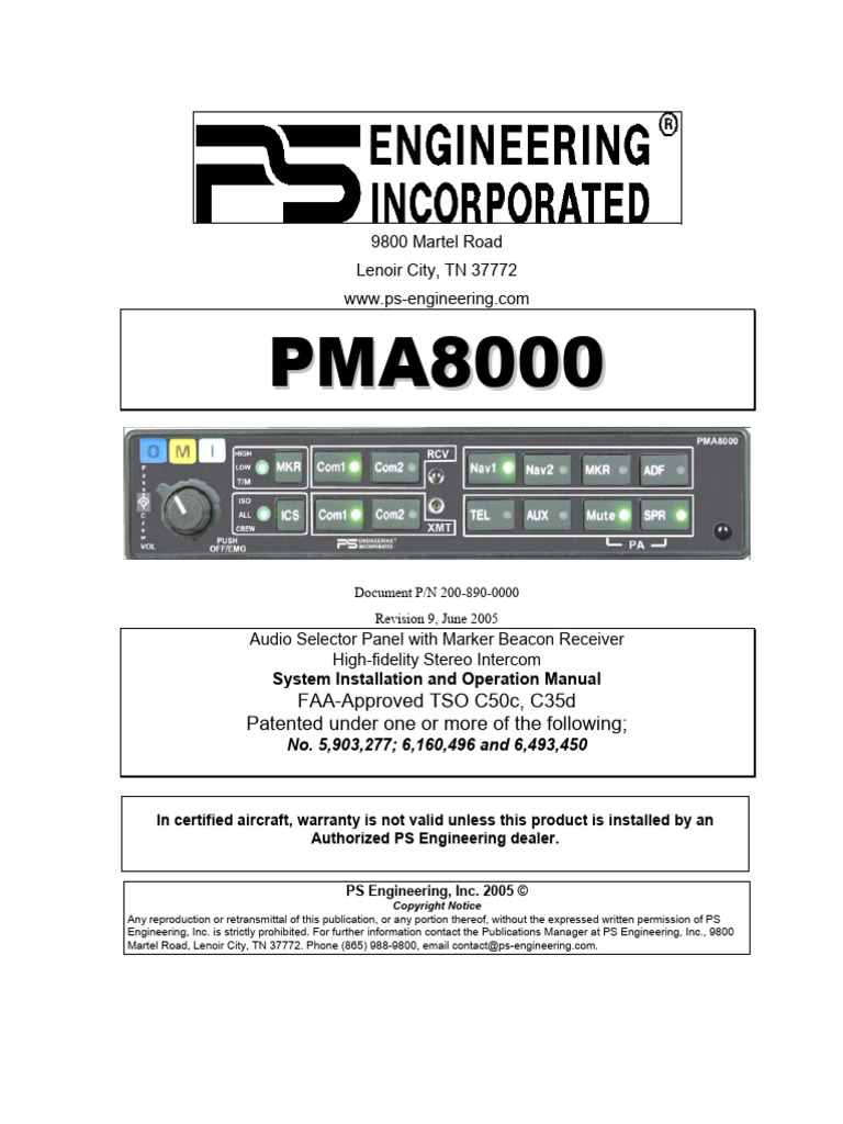 PS Engineering 8000 Install | PDF
