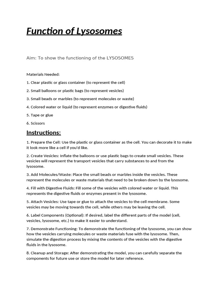 Function of Lysosomes | PDF | Lysosome | Autophagy
