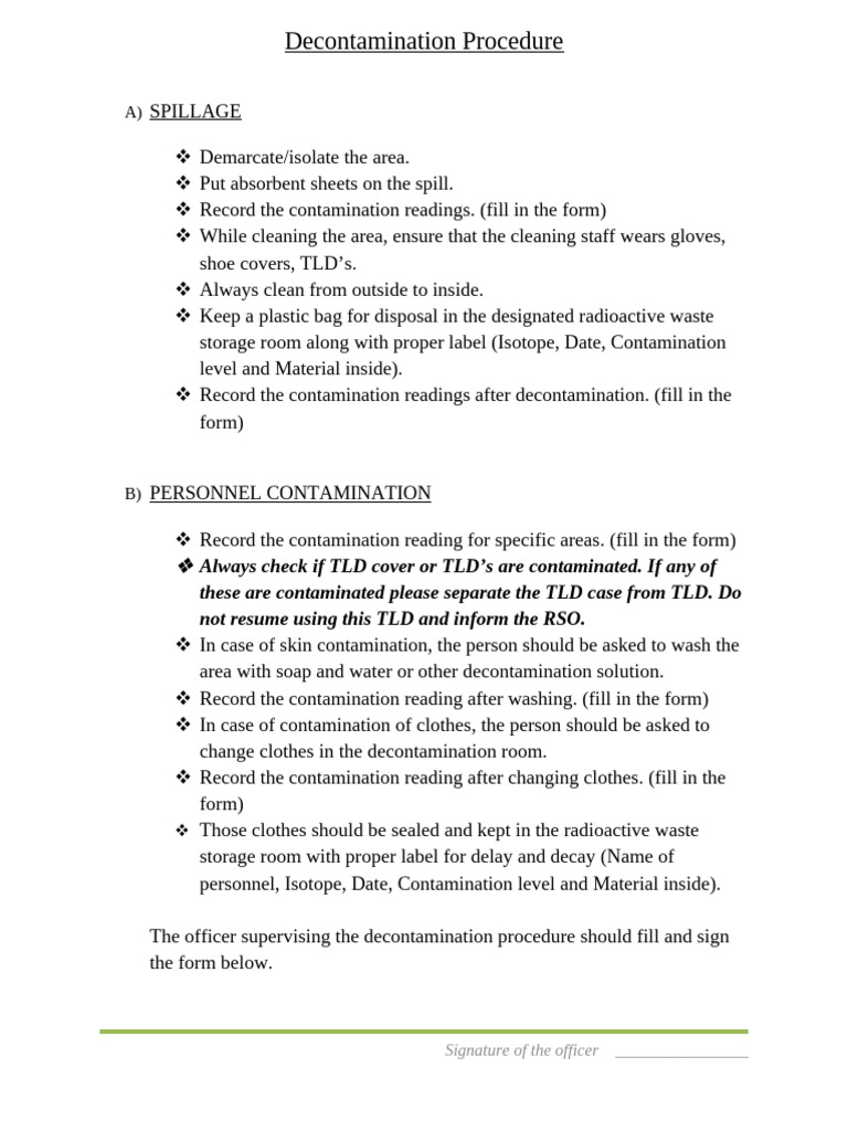 Decontamination Procedure | PDF