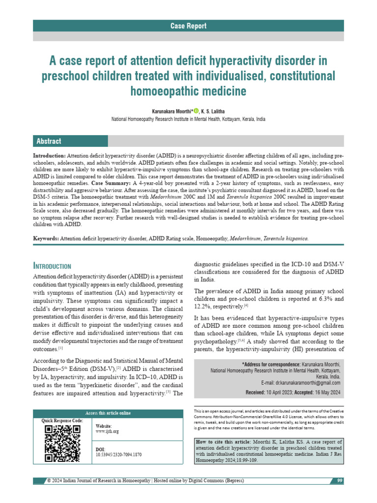 A Case Report of Attention Deficit Hyperactivity Disorder in Preschool ...