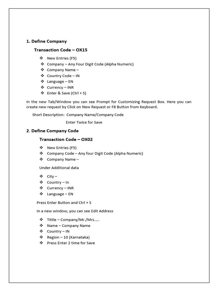 SAP FI Company Creation Steps | PDF
