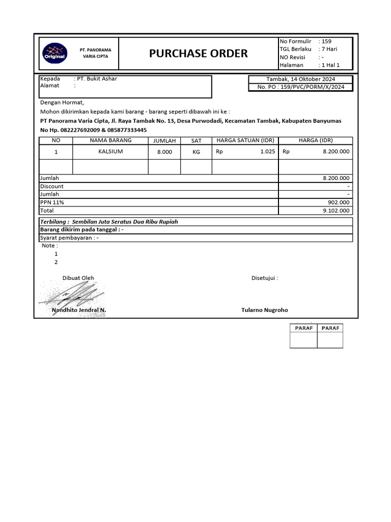 PORM - PVC - Kalsium - Bukit Ashar | PDF