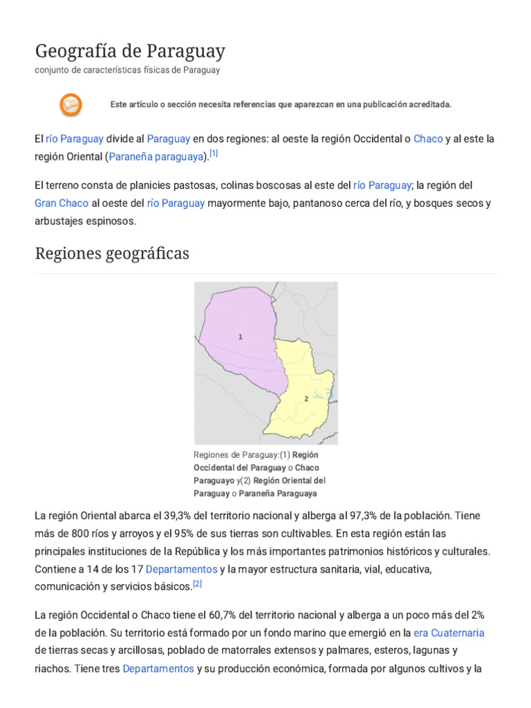 Geografía de Paraguay - Wikipedia, La Enciclopedia Libre | PDF ...