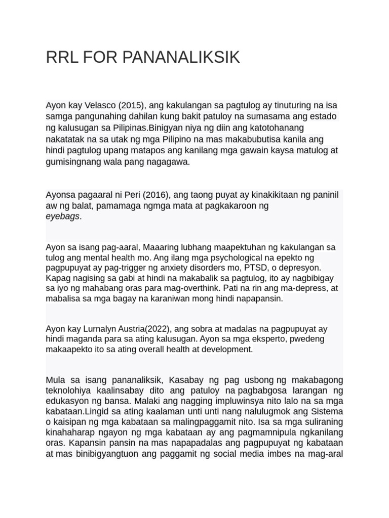 RRL FOR PANANALIKSIK | PDF