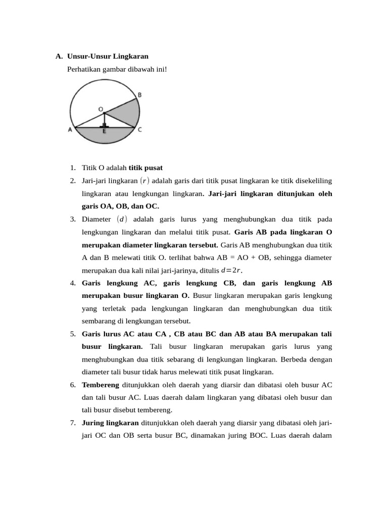 Unsur-Unsur Lingkaran | PDF