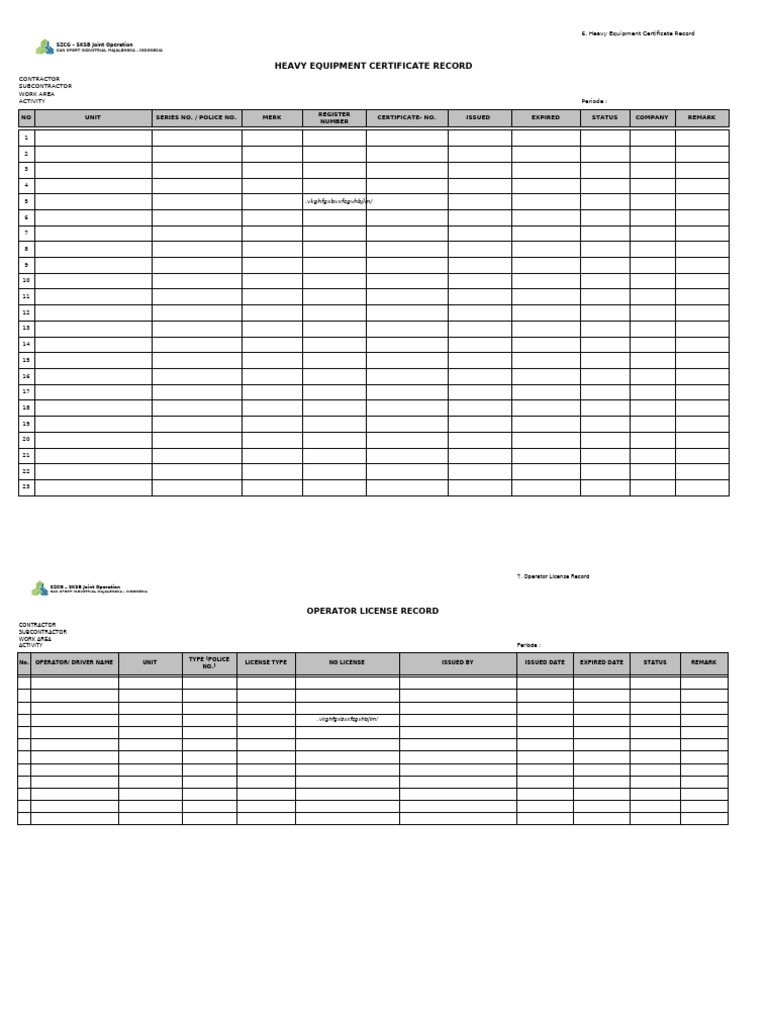Vehicle-Heavy Eqp Certificate | PDF