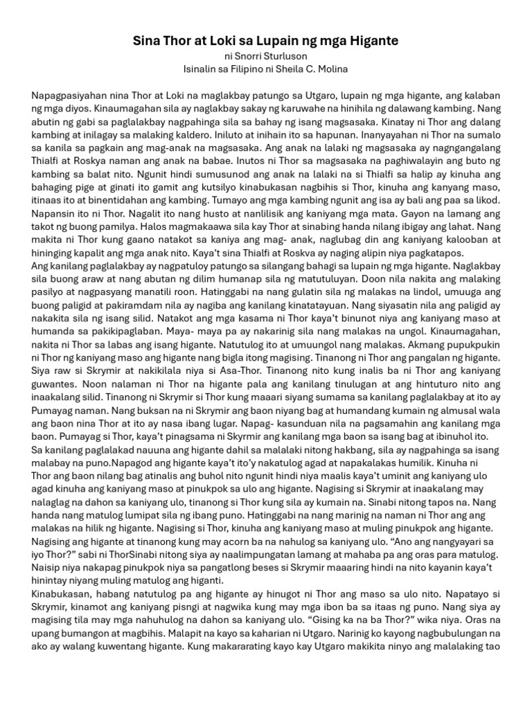Sina Thor at Loki Sa Lupain NG Mga Higante | PDF