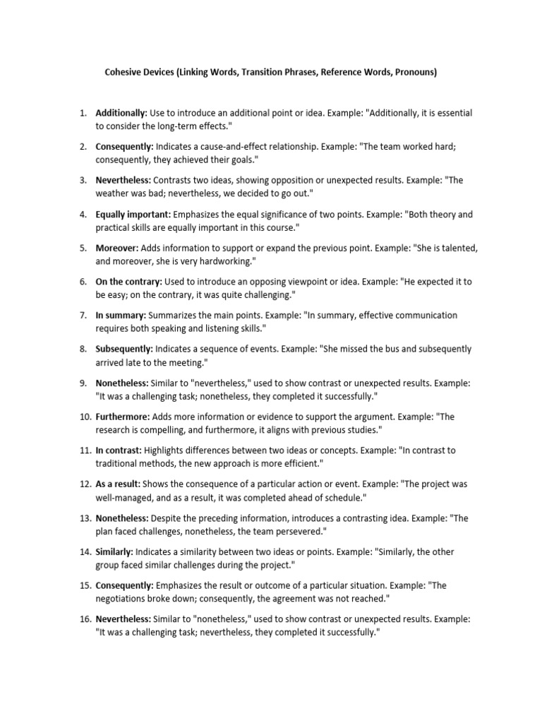 Cohesive Devices | PDF