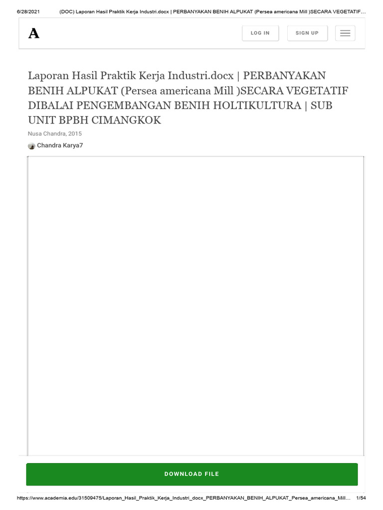 (Doc) Laporan Hasil Praktik Kerja Industri.docx _ Perbanyakan Benih Alpukat (Persea Americana ...