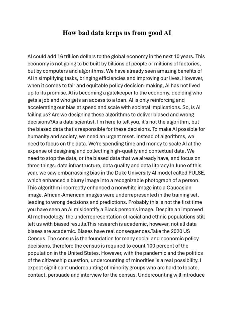 How Bad Data Keeps Us From Good AI | PDF