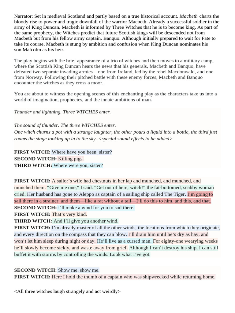 Macbeth Script | PDF