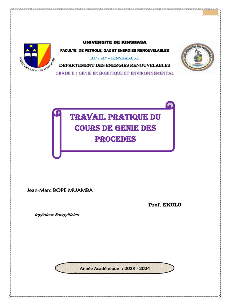 Tp de Genie Des Procedes Jmb | PDF