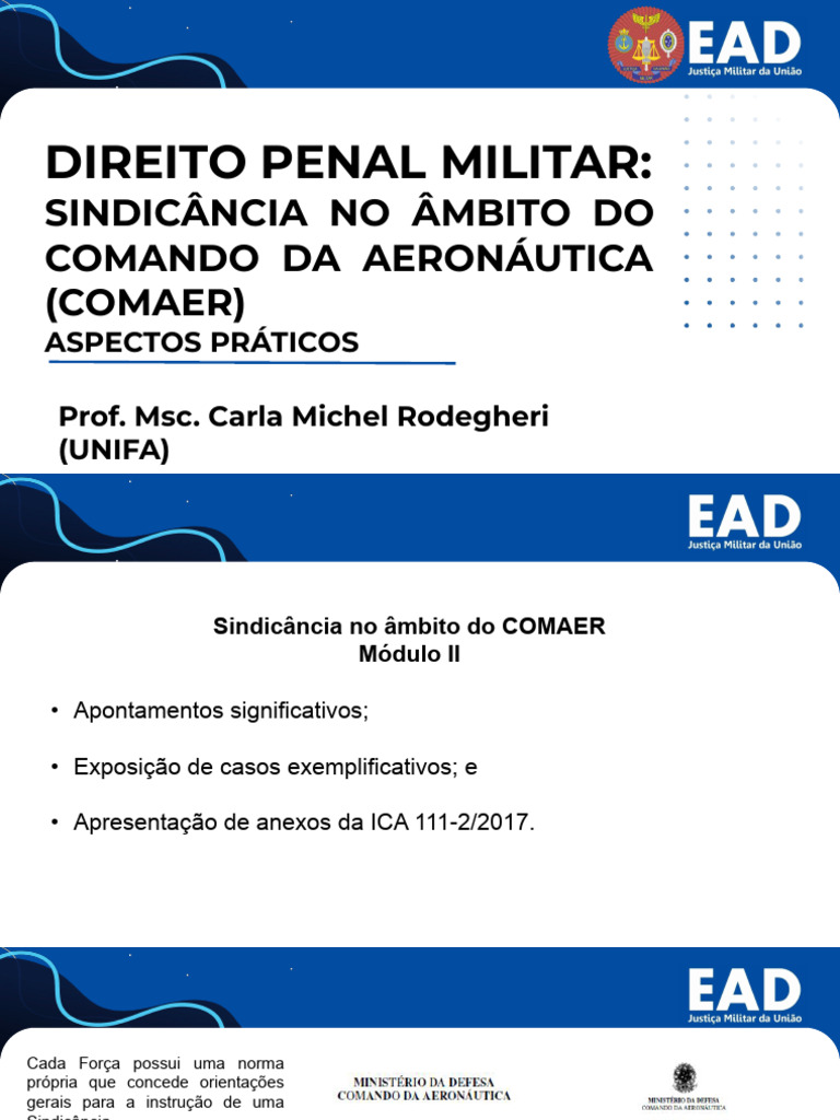 MÓDULO 12 - Da Sindicância No Âmbito Do Comando Da Aeronáutica (COMAER ...