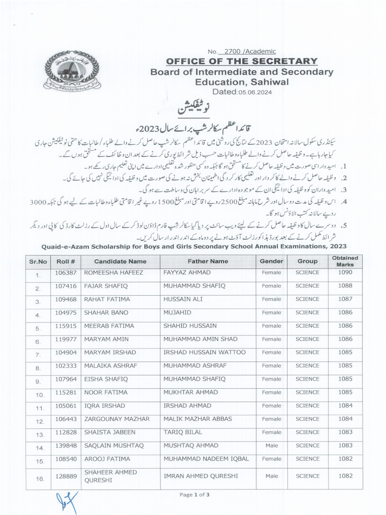 Qaz Matric 2023 | PDF