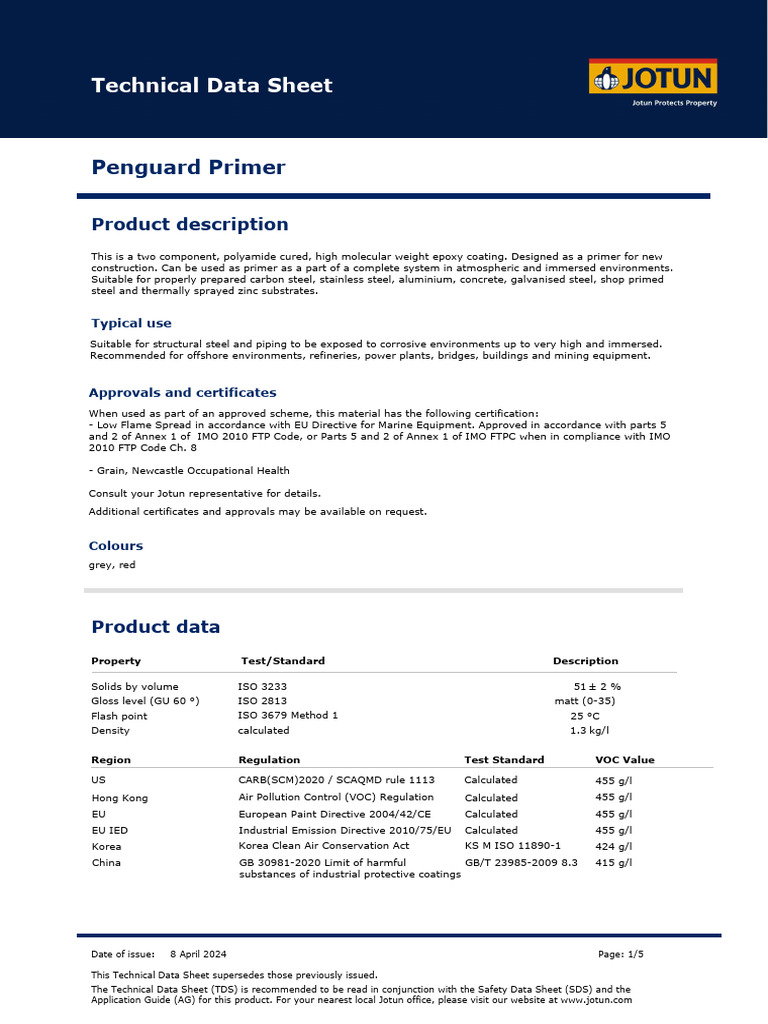 Penguard Primer TDS - Part1 | PDF