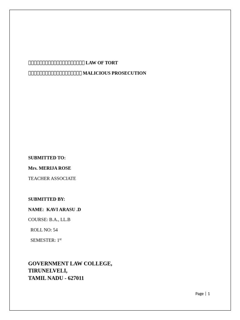 Law of Tort Assignment | PDF