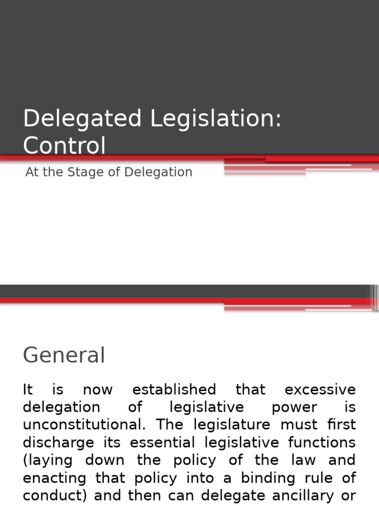 Delegated Legislation-Control at Delegation Stage | PDF