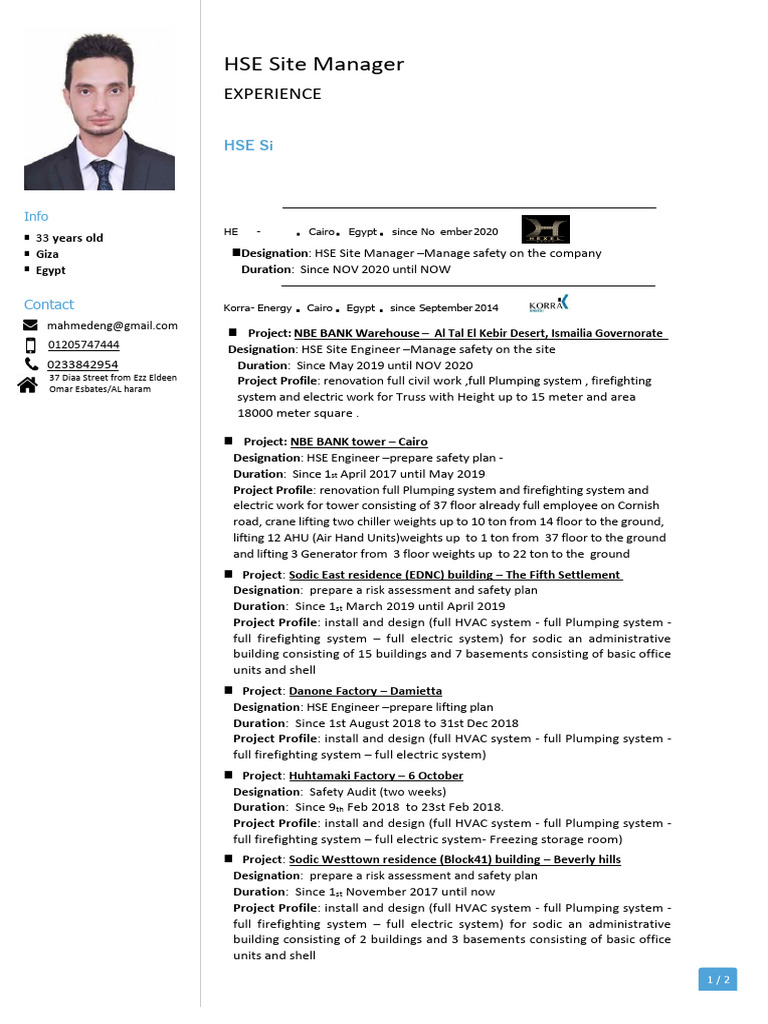CV-mohamed-mustafa-HSE Manager | PDF