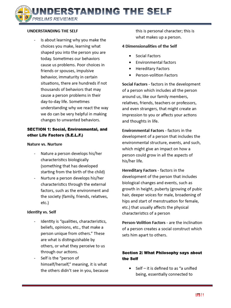 UNDERSTANDING-THE-SELF | PDF