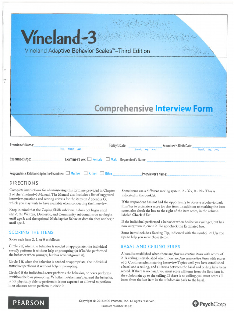 Vineland 3 - Assessment | PDF