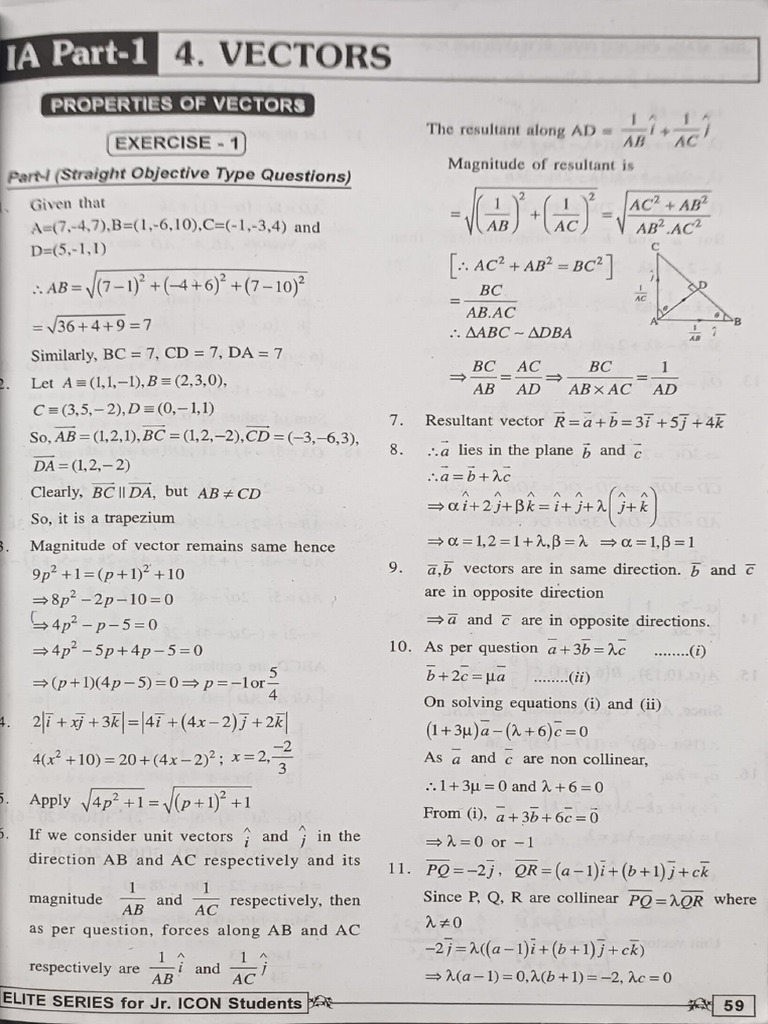 Maths Vector Algebra Solutions | PDF