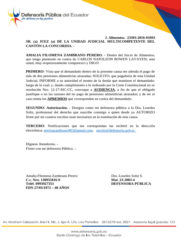 Boleta de Apremio - Amalia Filomena Zambrano Perero | PDF