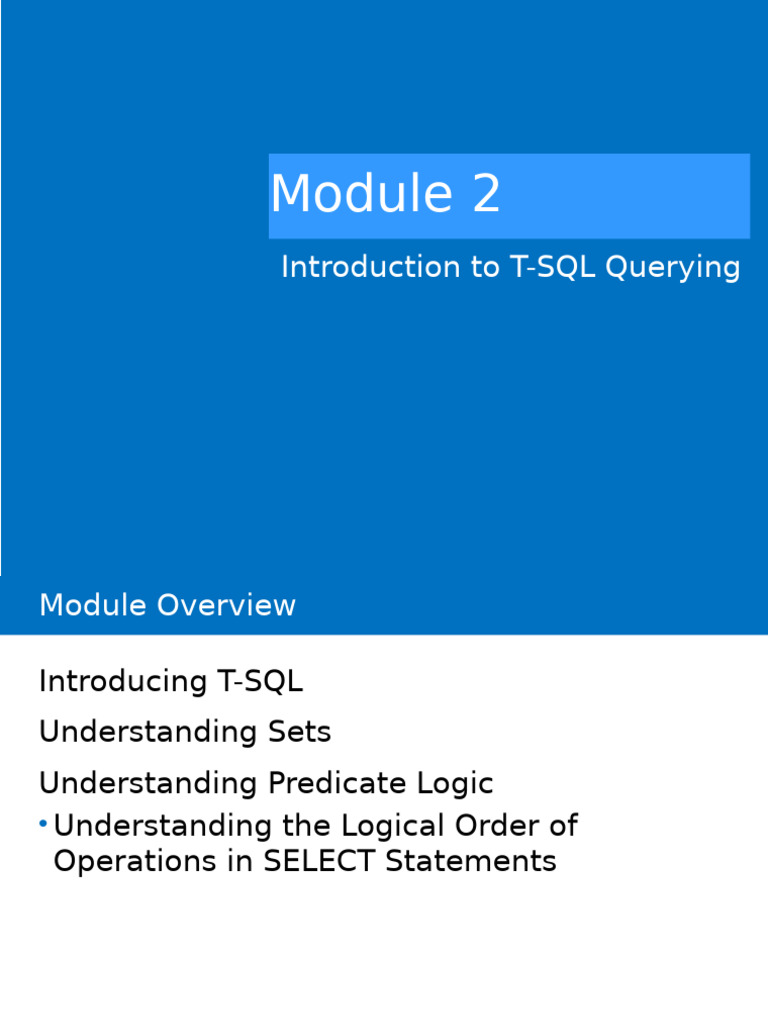 Introduction To T-SQL Querying | PDF