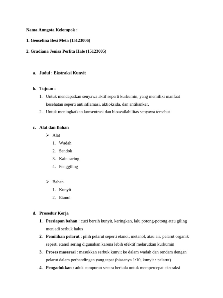 Ekstraksi Kunyit | PDF